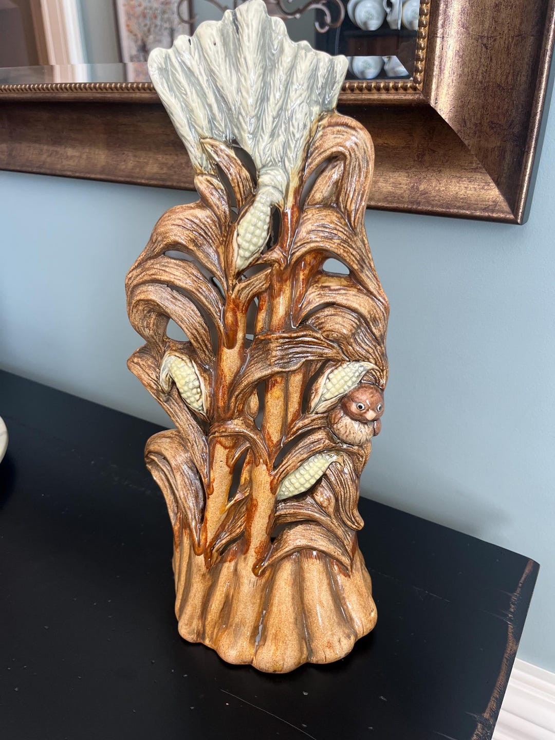 Vintage Corn Stalks Bird Ceramic Holland Mold Lamp, Harvest Pottery ...