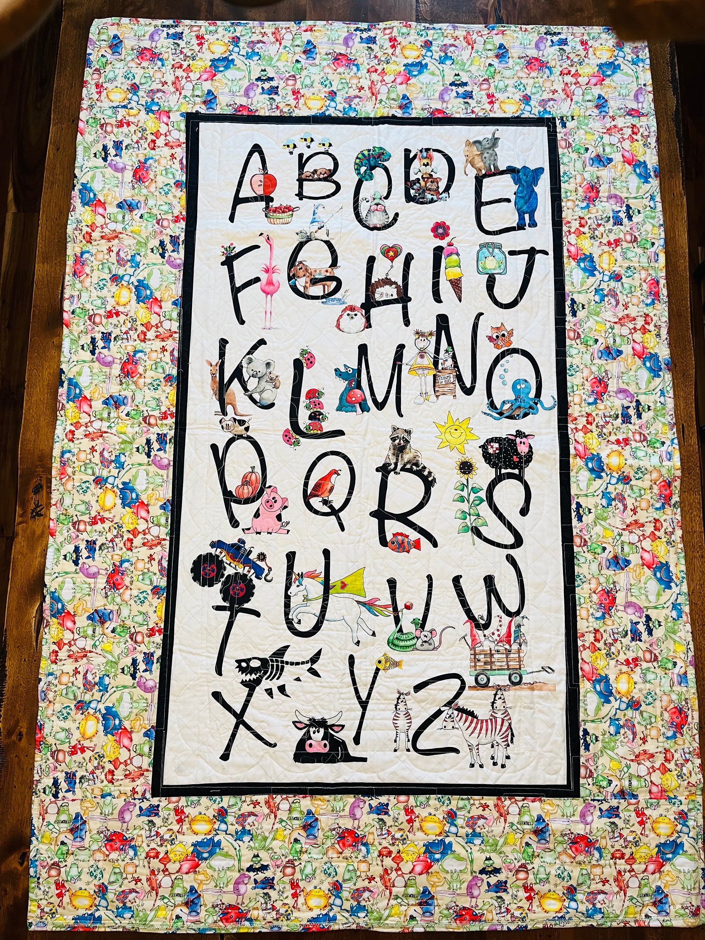 Frog / Animal Themed Quilt Panel / Baby Blanket / Kid’s Blanket / Wall ...