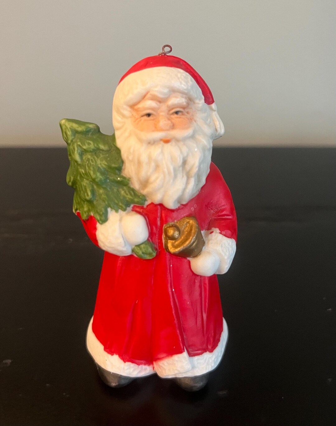 Vintage Ceramic Santa Claus Figurine / Ornament Holding a Small Tree ...