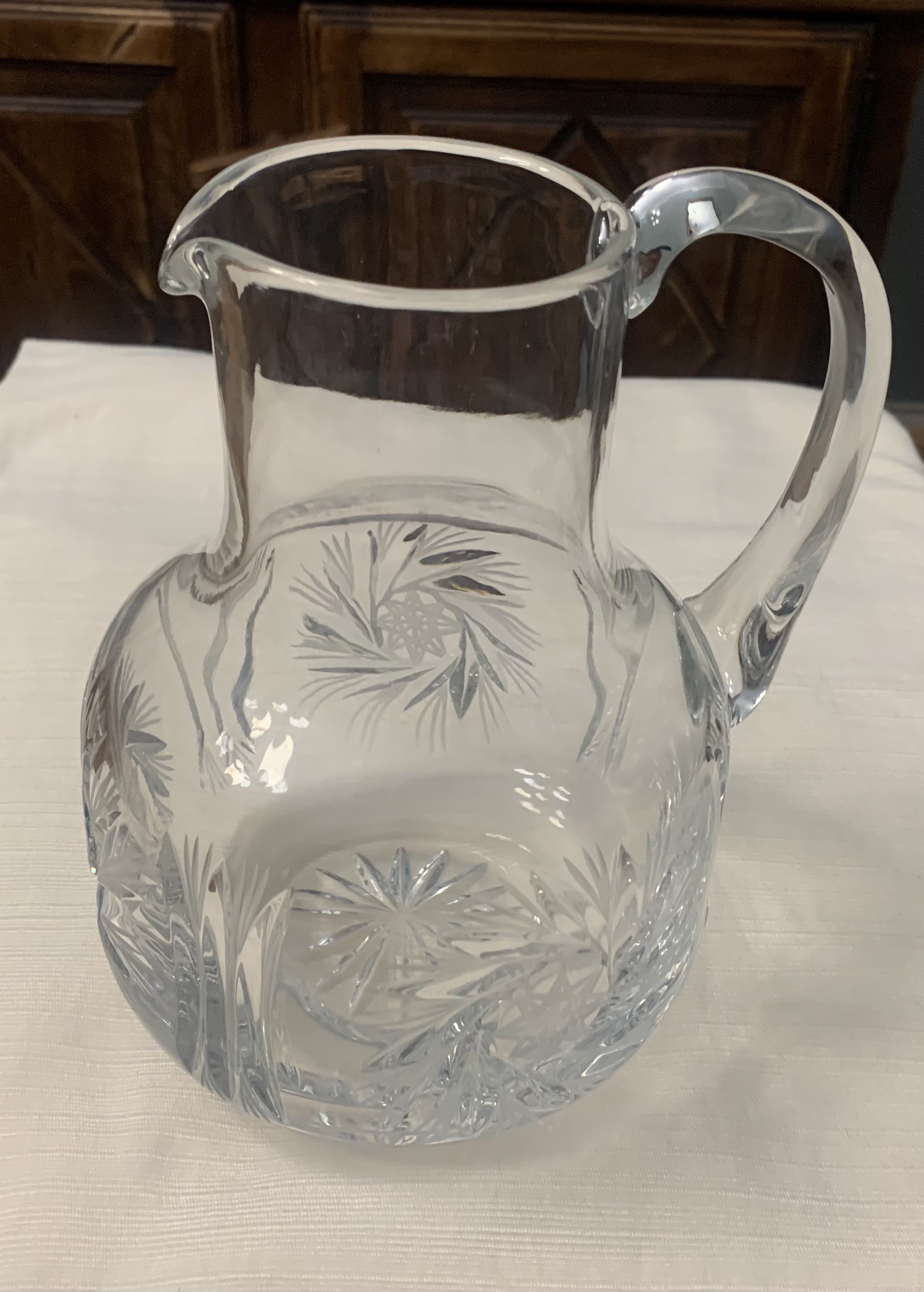 Vintage Lead Crystal Pitcher Cross and Olive Pinwheel Buzz | Etsy