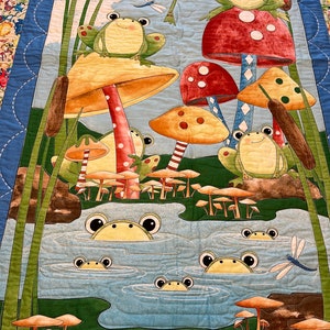 Frog / Animal Themed Quilt Panel / Baby Blanket / Kid’s Blanket / Wall ...