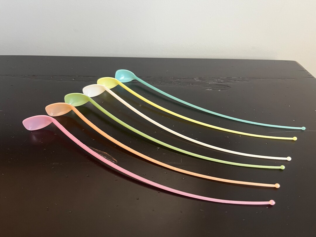 Set of 6 Vintage Tupperware Iced Tea Spoons - Long Handle Plastic ...