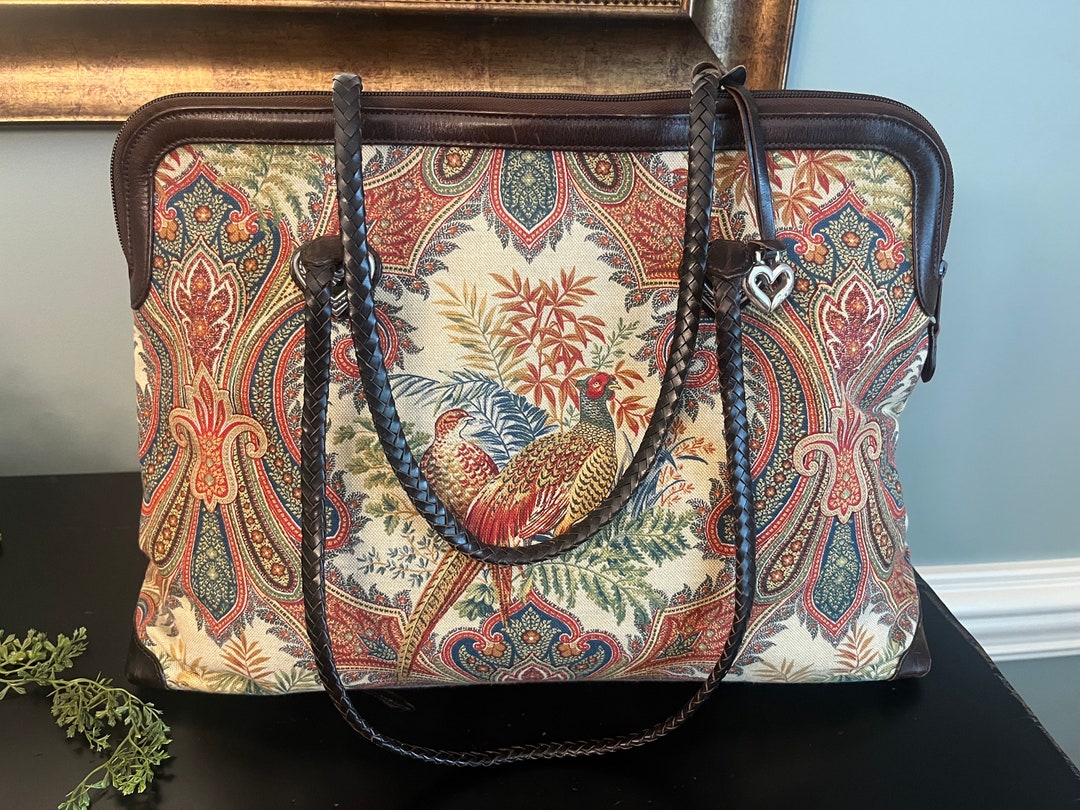 Rare Vintage Brighton Large Handbag / Satchel / Purse Canvas Carpet Bag ...