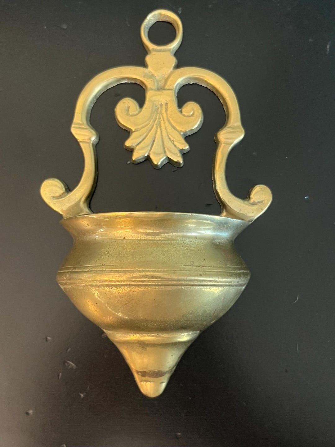 Vintage Brass Wall Pocket / Vase - Holy Water Font Stoup Wall Hanging ...