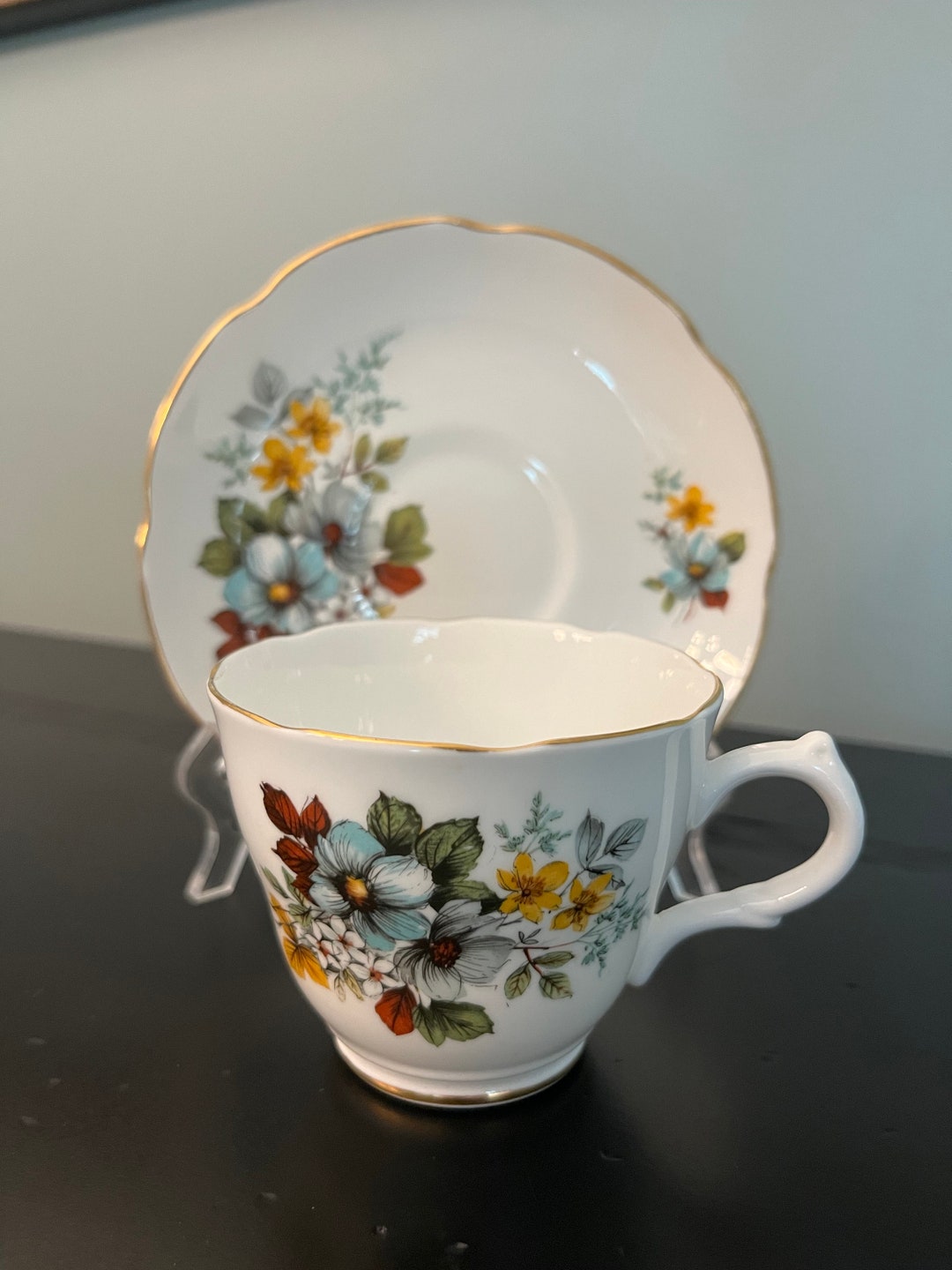 Vintage Royal Grafton Fine Bone China Floral Tea Cup & Saucer - Fall ...