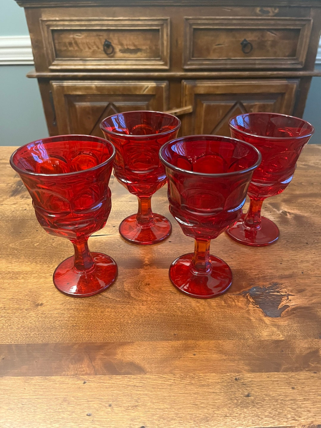 4 Vintage Ruby Red Fostoria Argus Glasses Commissioned by the Henry ...
