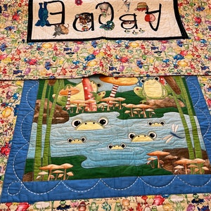 Frog / Animal Themed Quilt Panel / Baby Blanket / Kid’s Blanket / Wall ...