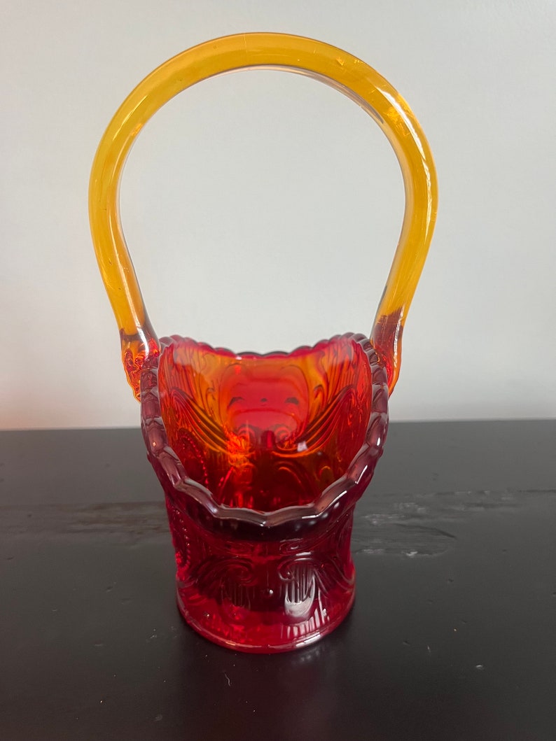 Vintage LE Smith Amberina Glass Basket - 8 Inches Tall - 40th ...