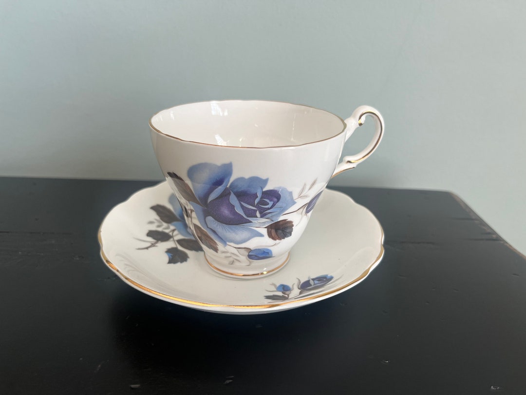 Vintage 1960’s Regency Blue Roses Tea Cup & Saucer - England - Bone ...