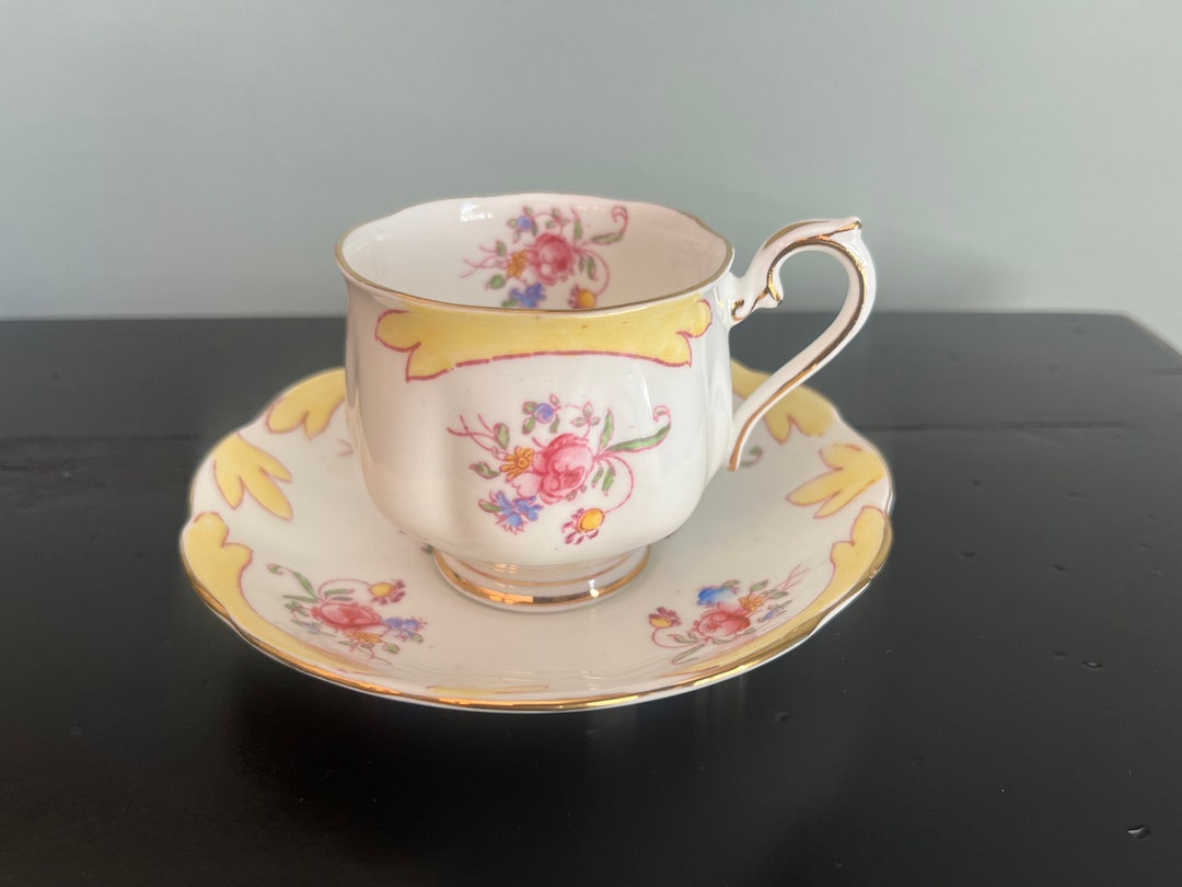 Vintage Royal Albert Crown China England Footed Teacup and Saucer Set ...