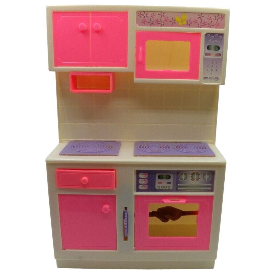 Goldlok Toys Pink Stove Rotisserie Microwave Vintage Doll House ...