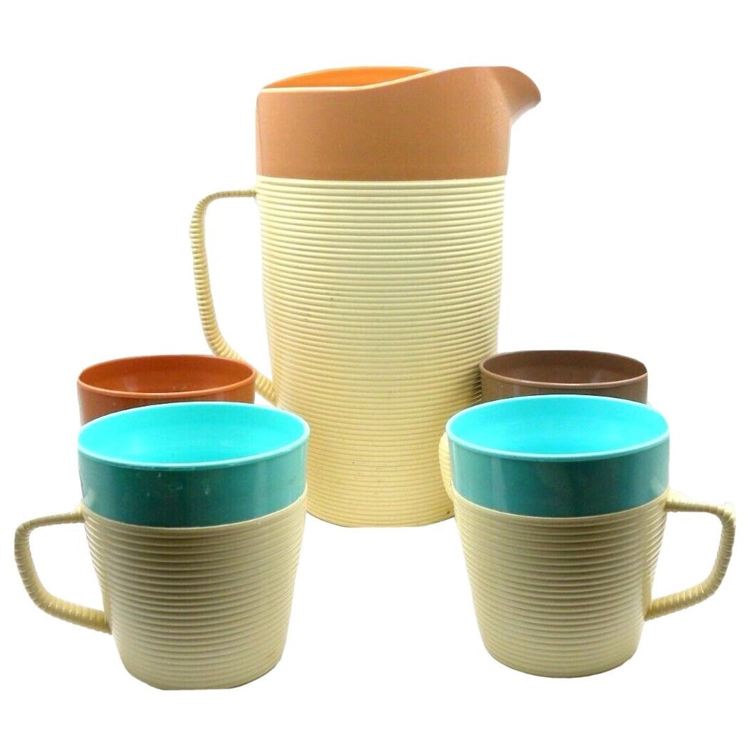 Vintage Raffiaware Thermo-temp Melmac Beige Tan 32oz Insulated Pitcher ...