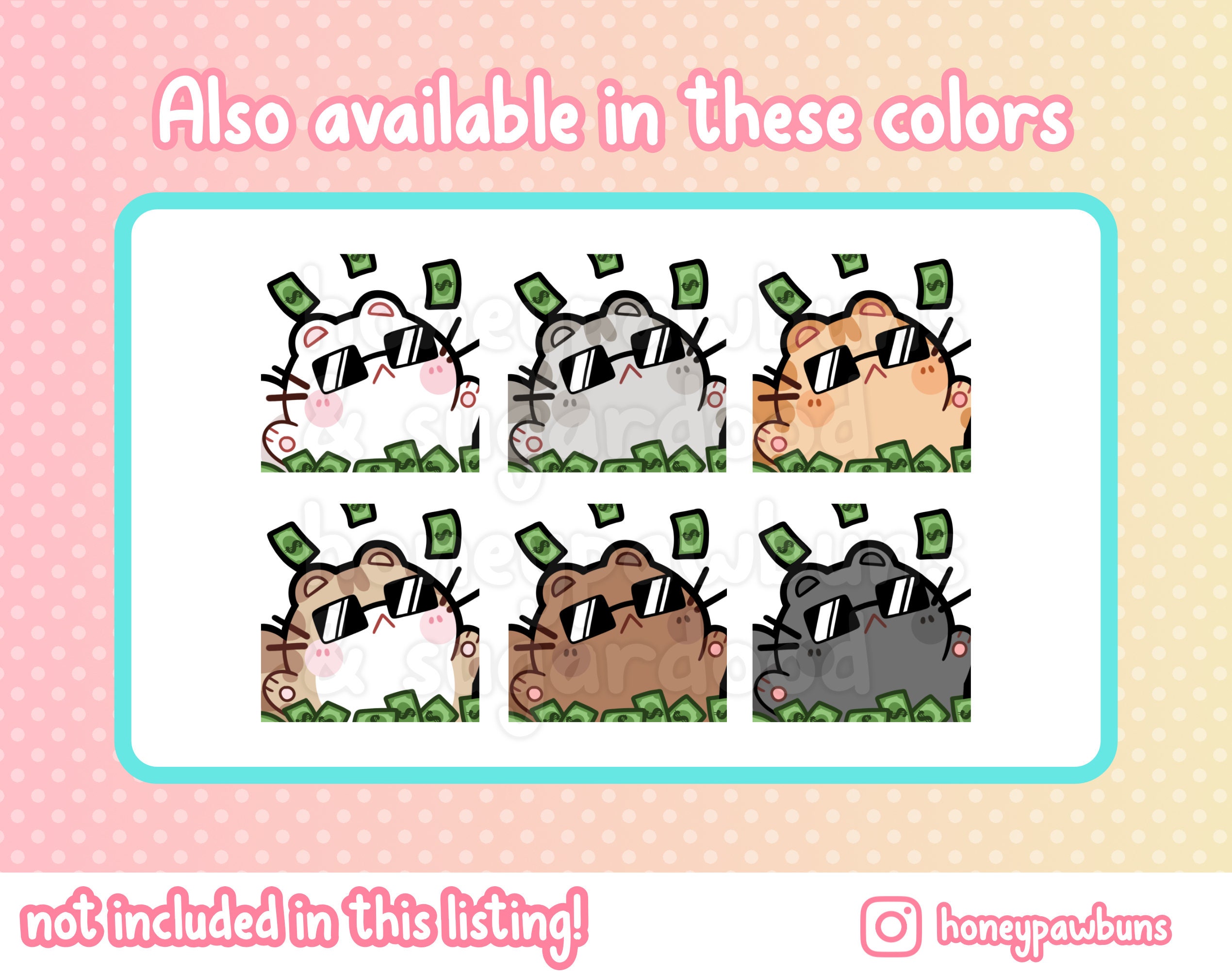 Twitch Emote White Cat Money Rain, Throwing Money. Funny Kitty Emoji ...