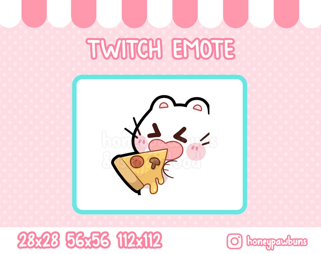 Emote Junkfood. Cat Eats Pizza, White. Kawaii Kitty Emoji or Channel ...