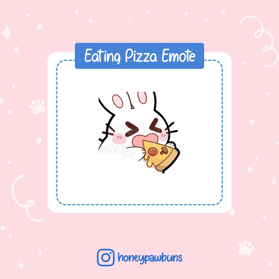 Bunny Eats Pizza Twitch Emote. Cute White Bunny Eating Fast Food Emoji ...