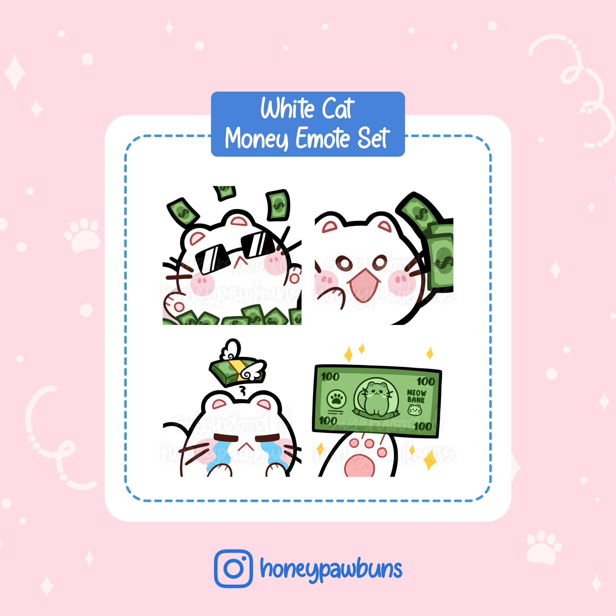 Twitch Money Emote Set With Cats. Funny Dollar Emojis for Live ...