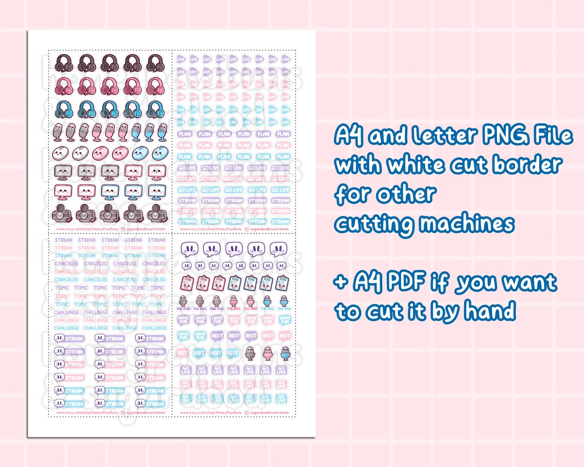 Live Streaming Sticker Printable With Cricut File, Cute Vtuber Print at ...