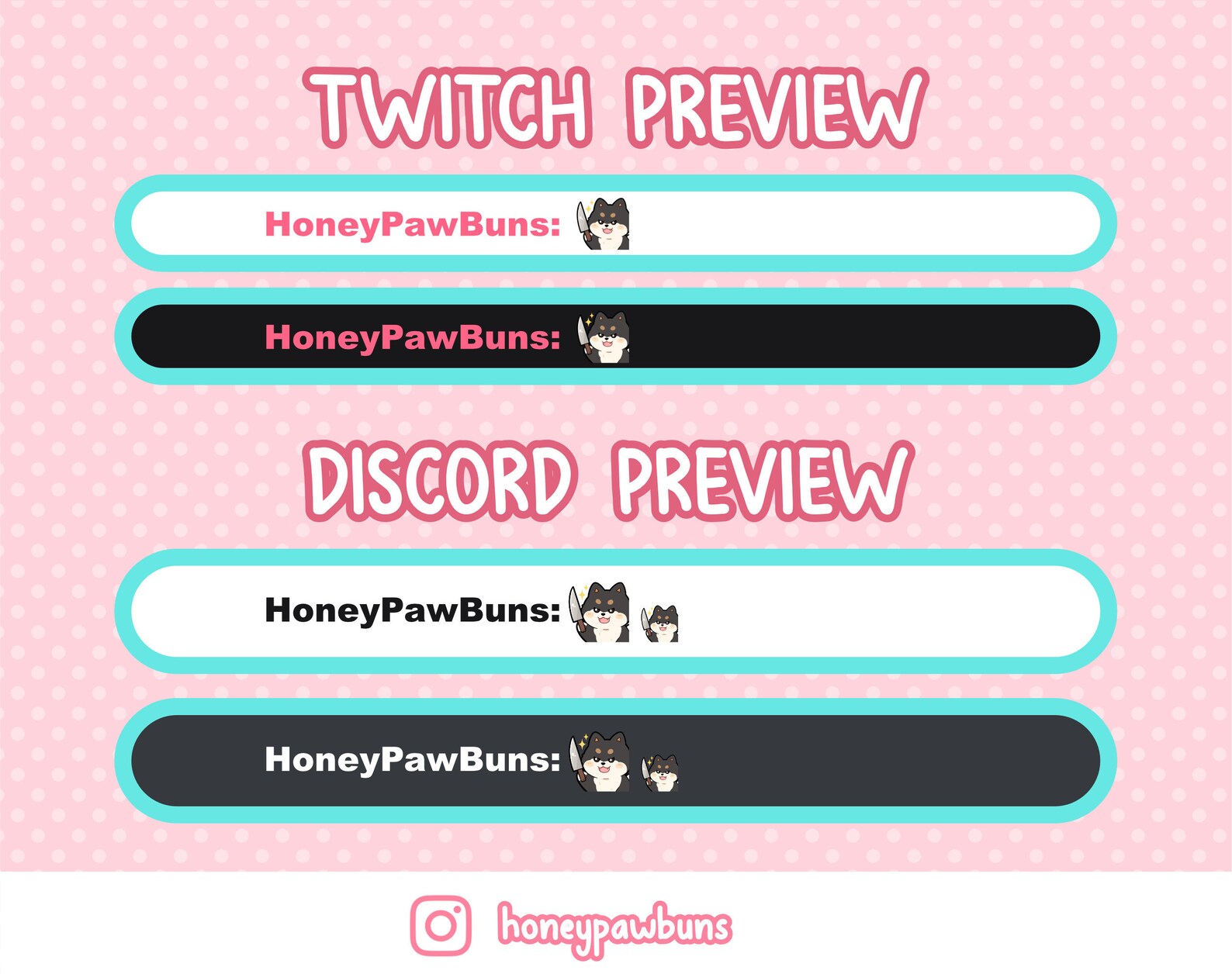 Twitch Emote: Dog With Knife. Black and Tan Shiba Inu Subscriber Emoji ...