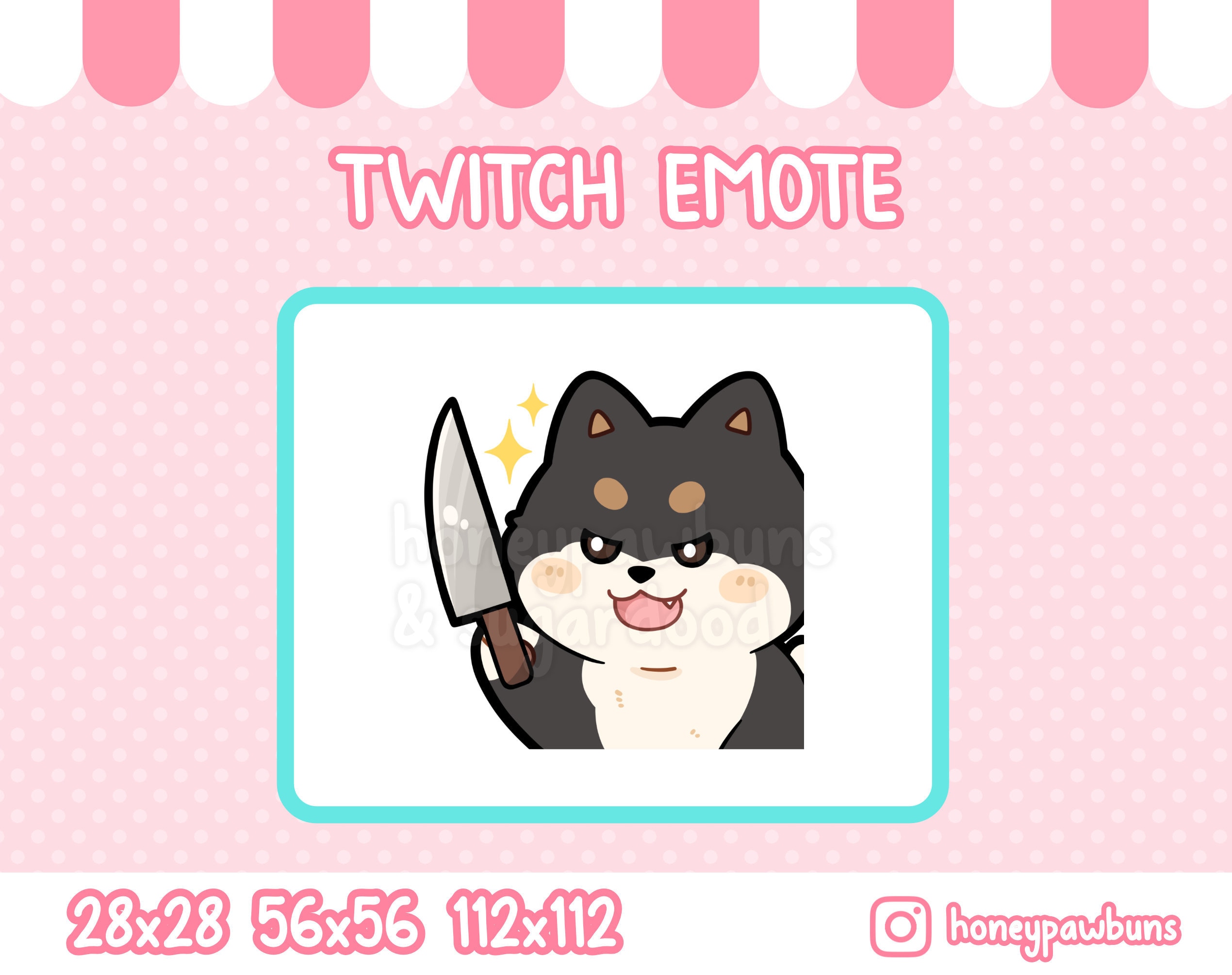 Twitch Emote: Dog With Knife. Black and Tan Shiba Inu Subscriber Emoji ...
