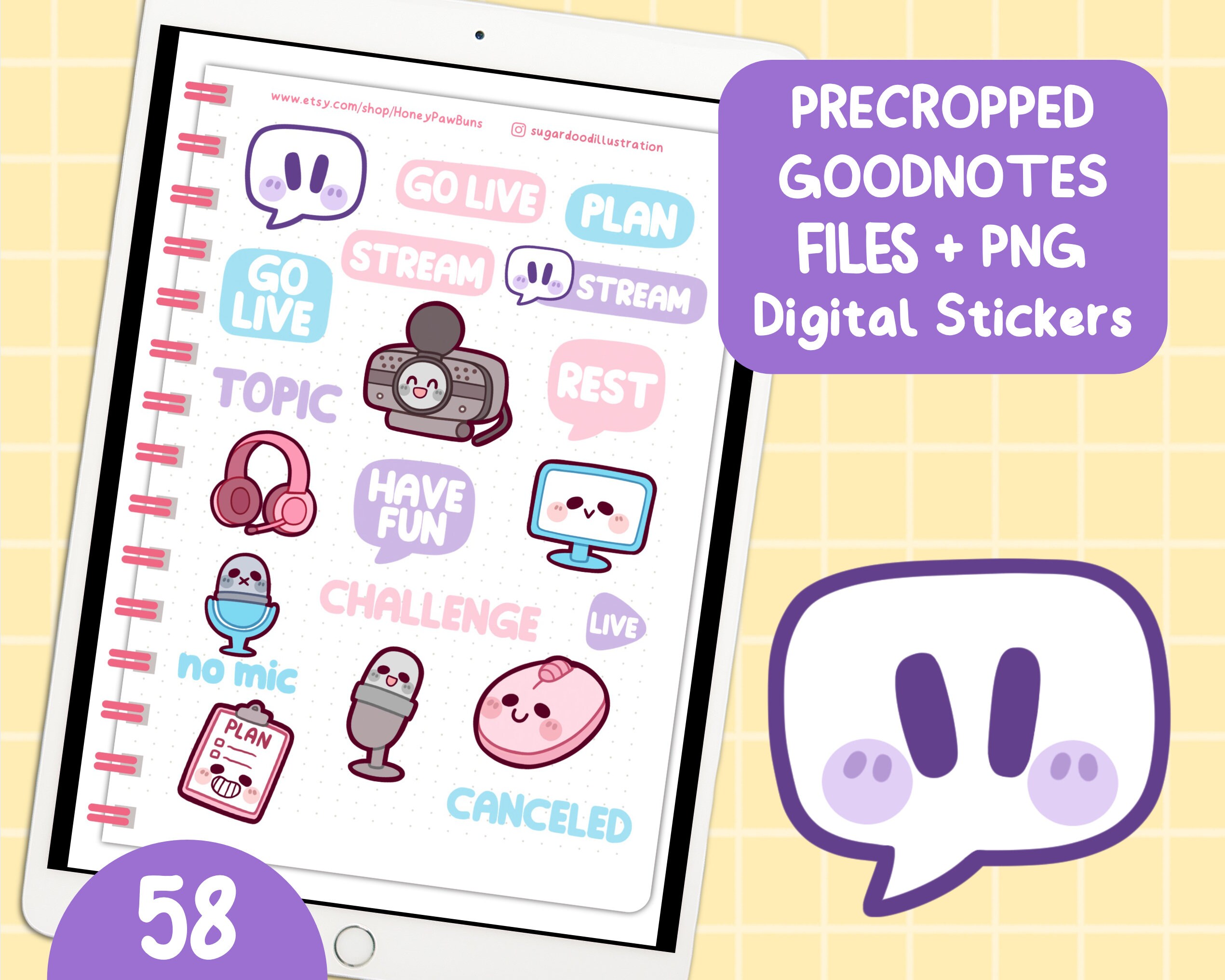 Goodnotes Sticker Live Streaming Icons. Cute Digital Stickers Also for ...