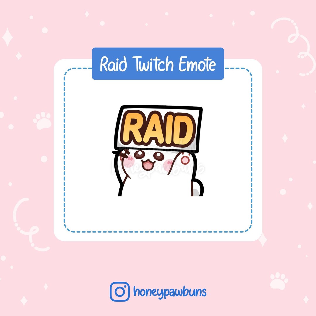 Raid Twitch Emote. White Cat Emoji for Twitch Live Stream and Discord ...