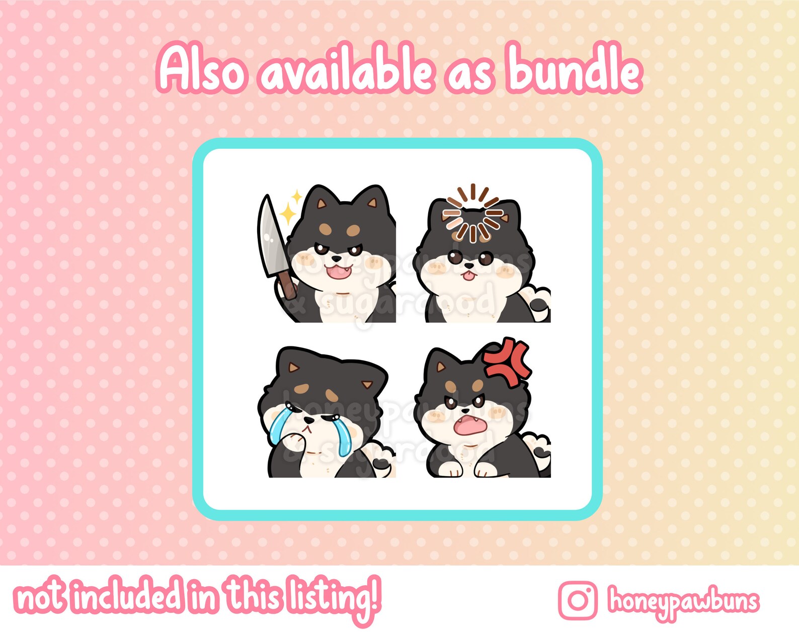 Twitch Emote: Dog With Knife. Black and Tan Shiba Inu Subscriber Emoji ...