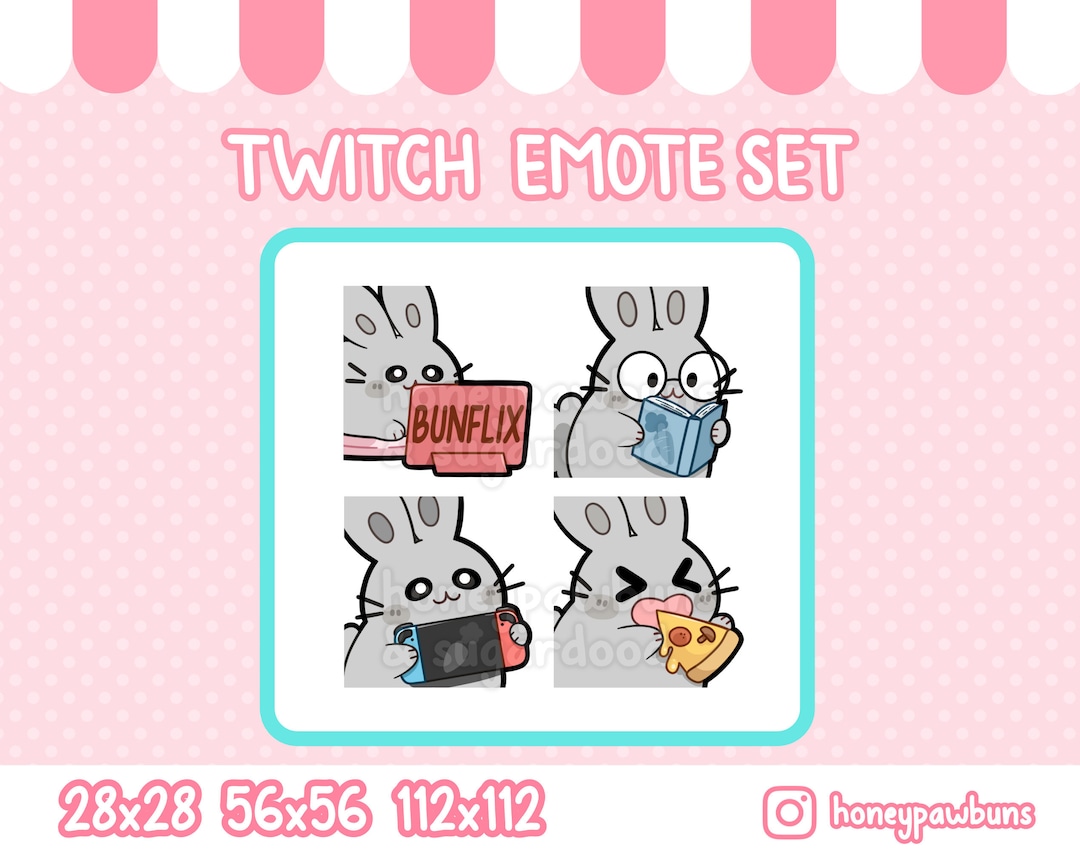 Twitch Emote Set: Grey Bunny Lazy Day. Fast Food Reading - Etsy