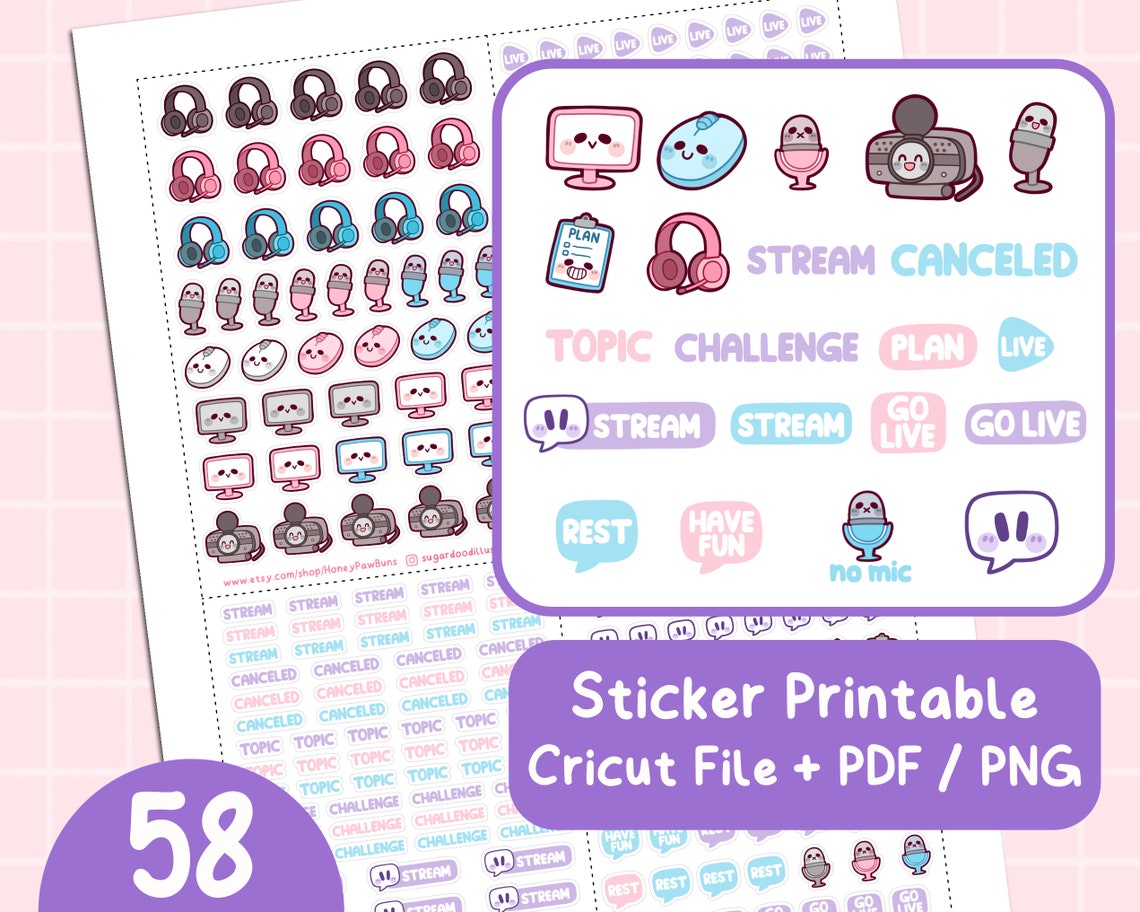 Live Streaming Sticker Printable With Cricut File, Cute Vtuber Print at ...