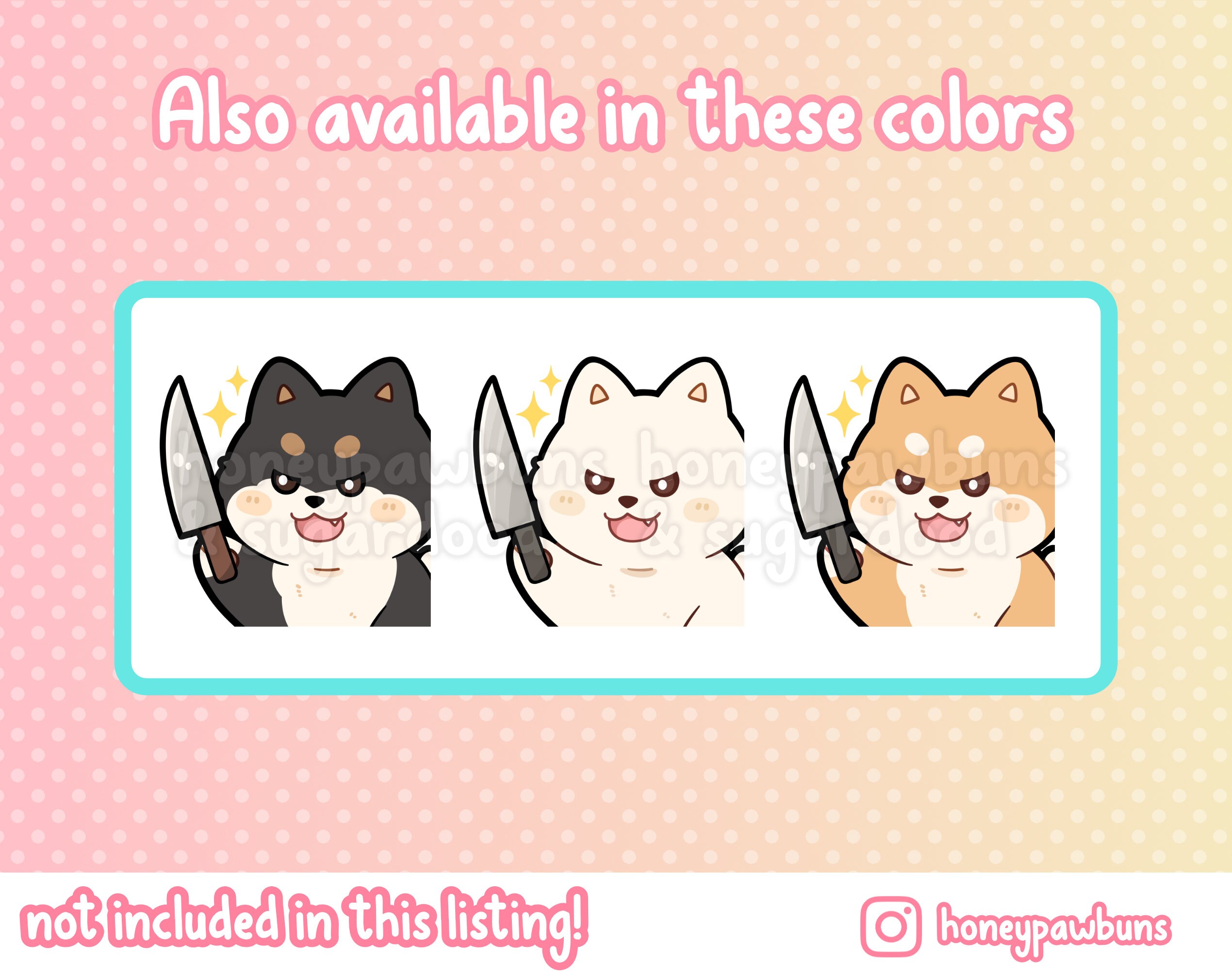 Twitch Emote: Dog With Knife. Black and Tan Shiba Inu Subscriber Emoji ...