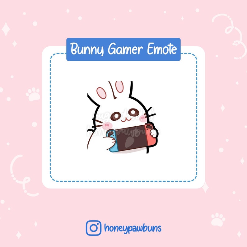 Gamer Bunny Twitch Emote. White Bunny Playing Video Games Emoji for ...