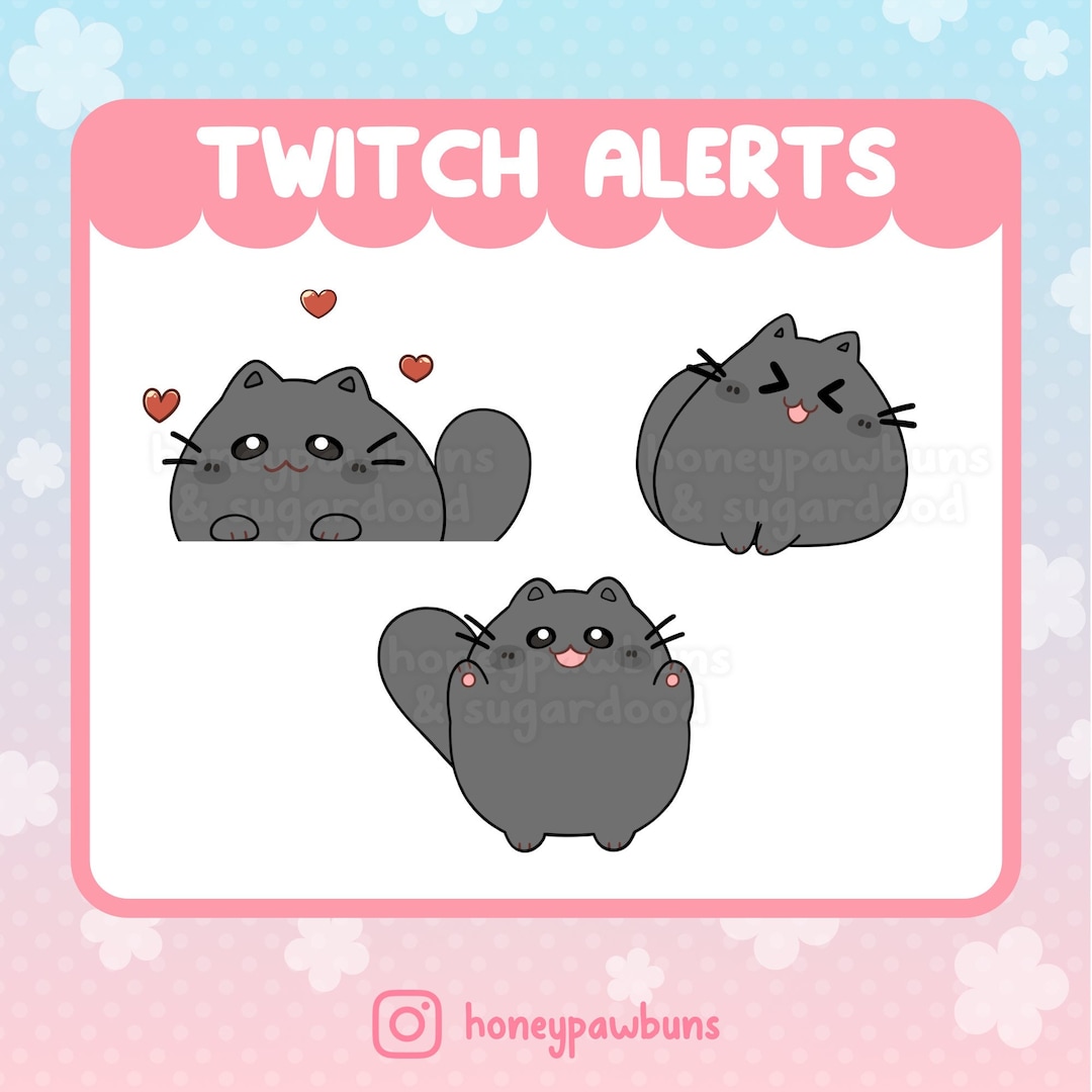 Animated Twitch Alerts Set | Cute Chunky Black Cat Live Stream Alert ...