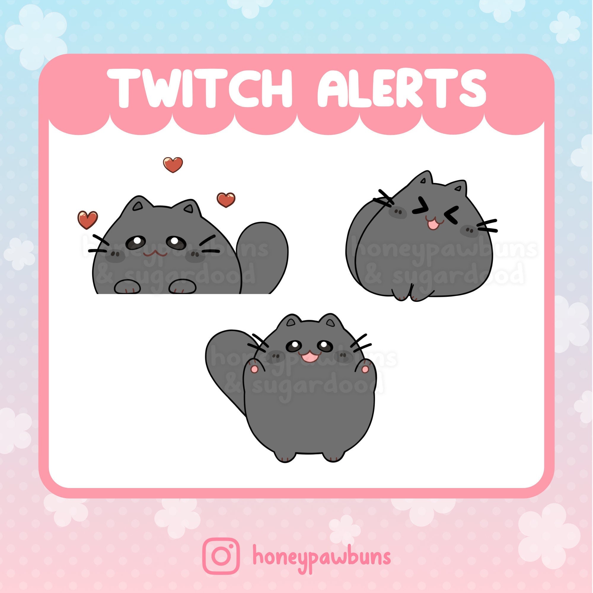 Animated Twitch Alerts Set | Cute Chunky Black Cat Live Stream Alert ...