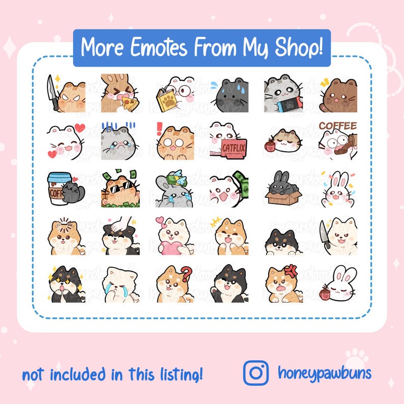 Cat Twitch Emote Set Including Hi, Bye, Hype, Buffer, Raid and Stare ...