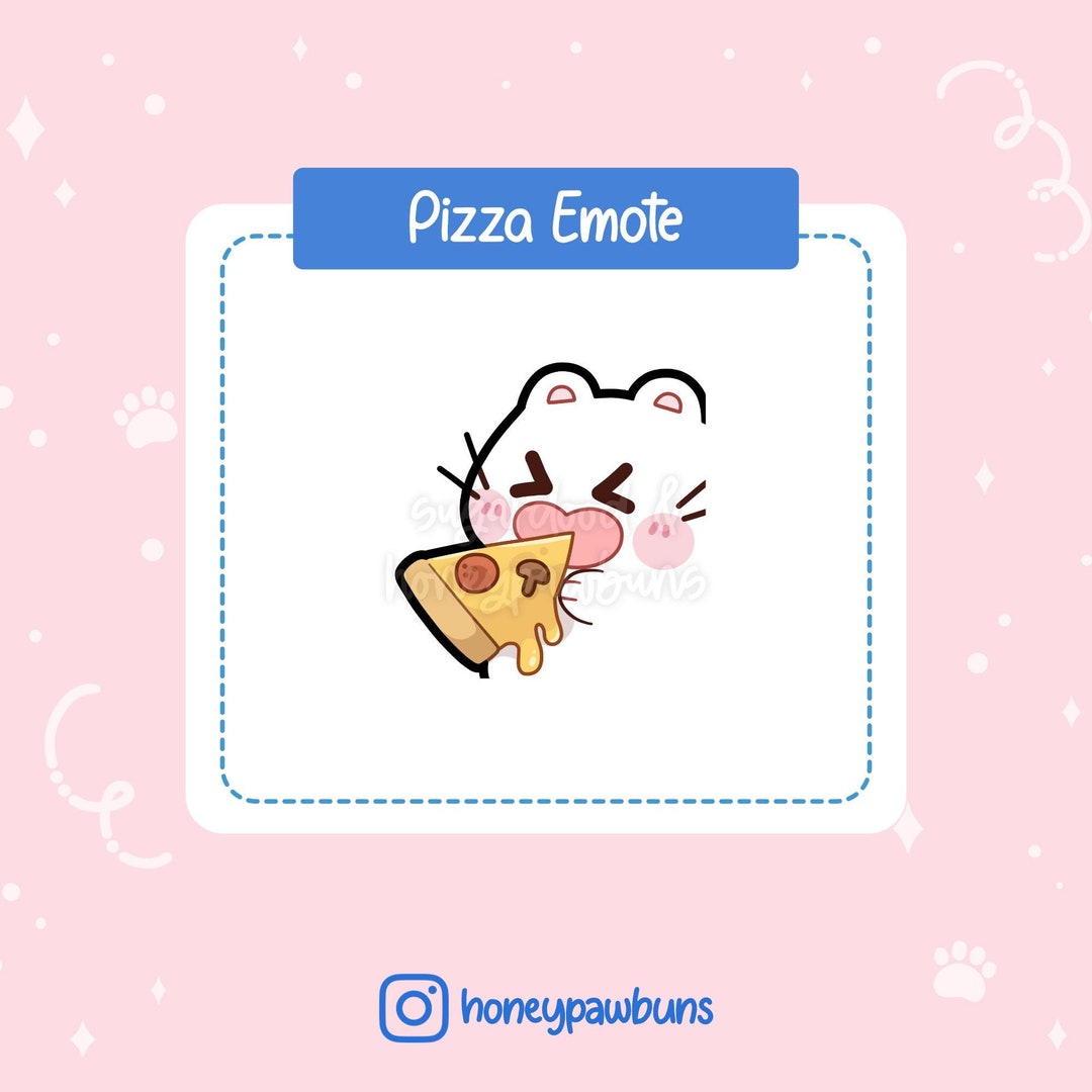 Pizza Twitch Emote. Cute White Cat Eating Pizza Emoji for Twitch Stream ...