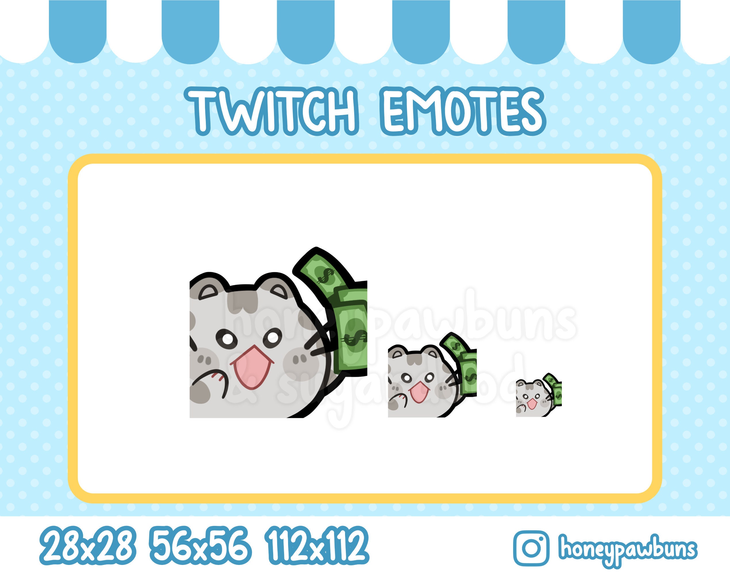 Twitch Emote Set: Grey Tabby Cat With Money. Funny Fat Cats - Etsy Canada
