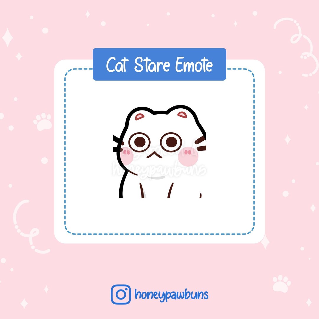 Stare Twitch Emote. White Cat Emoji for Twitch Live Stream and Discord ...