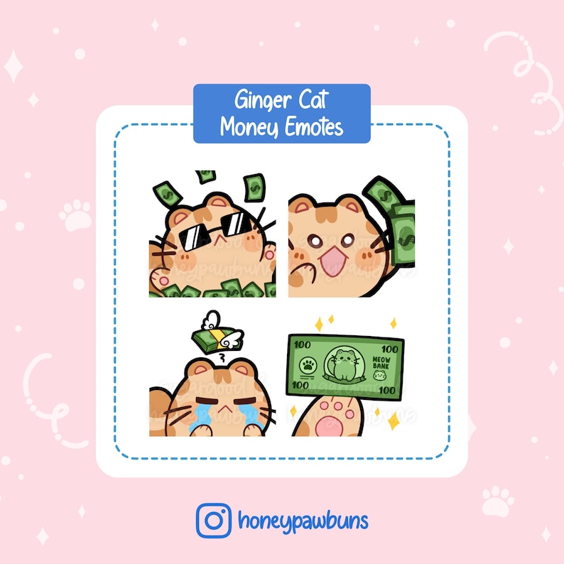 Money Twitch Emotes With Orange Tabby Cats. Dollar Emotes With Cute ...