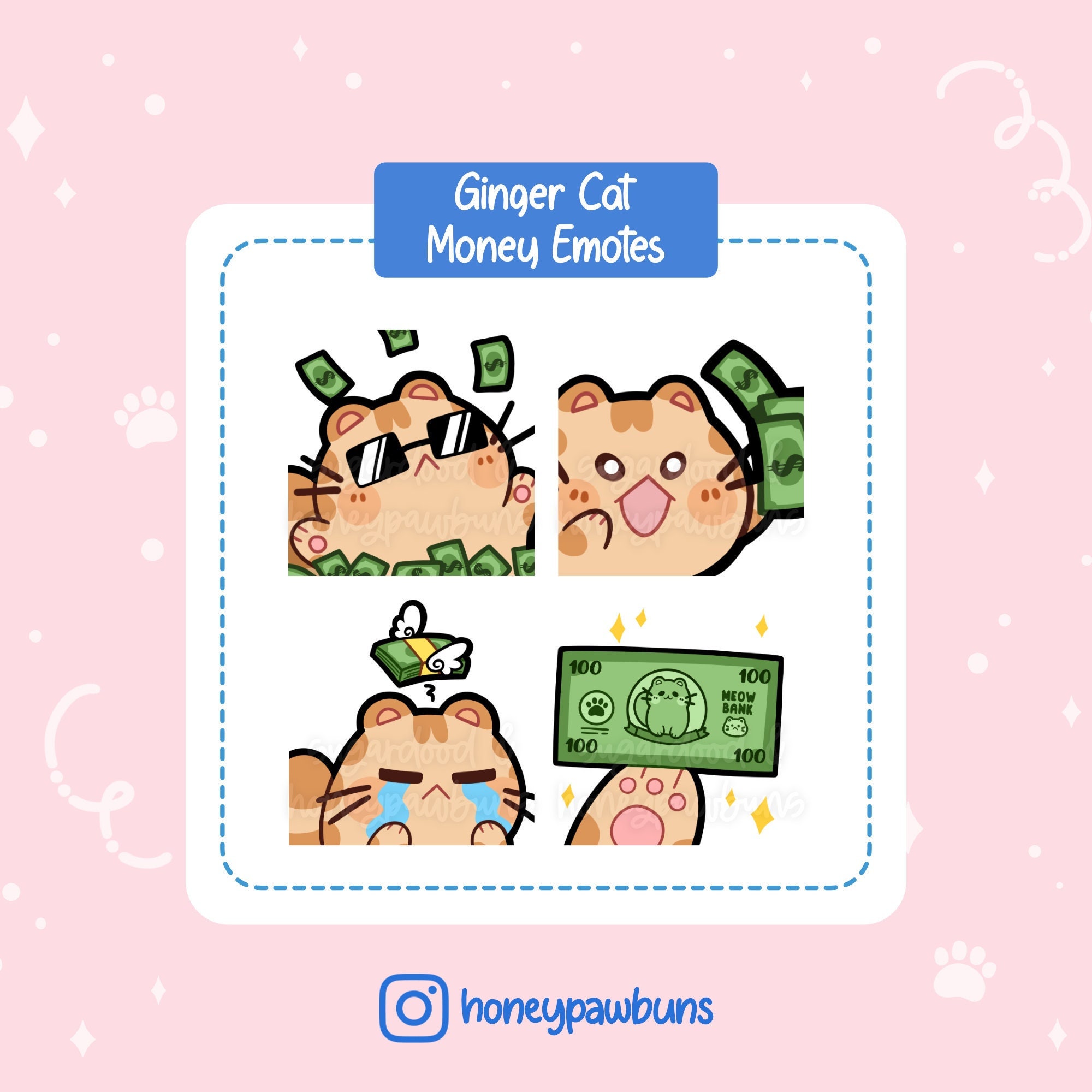 Money Twitch Emotes With Orange Tabby Cats. Dollar Emotes With Cute ...