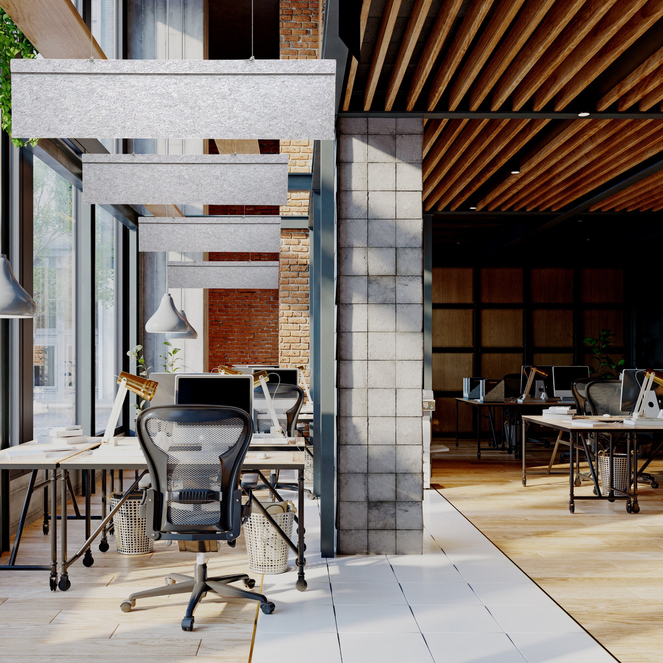 Silentfiber™ Polyester Acoustic Blade Baffle With Cable Hangers (5 ...