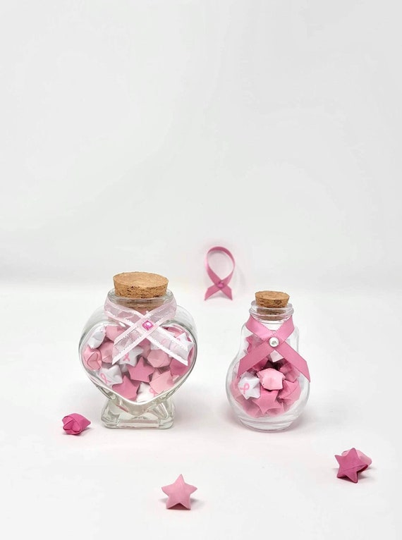 Origami Lucky Stars in a Decorated Jar/ Breast Cancer - Etsy