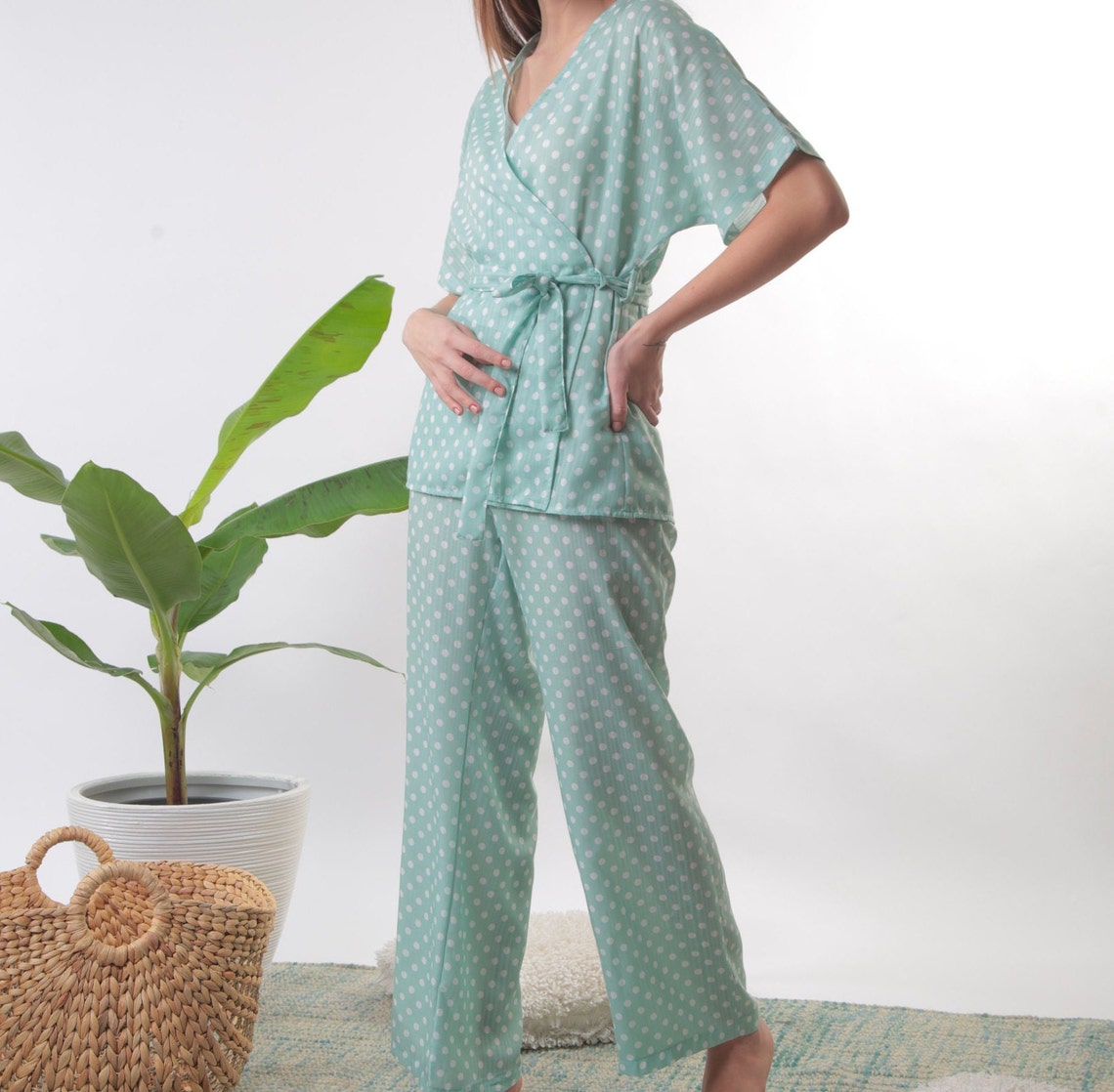 Preppy Pajamas Women Two Piece Lounge Set Soft Kimono Pjs - Etsy