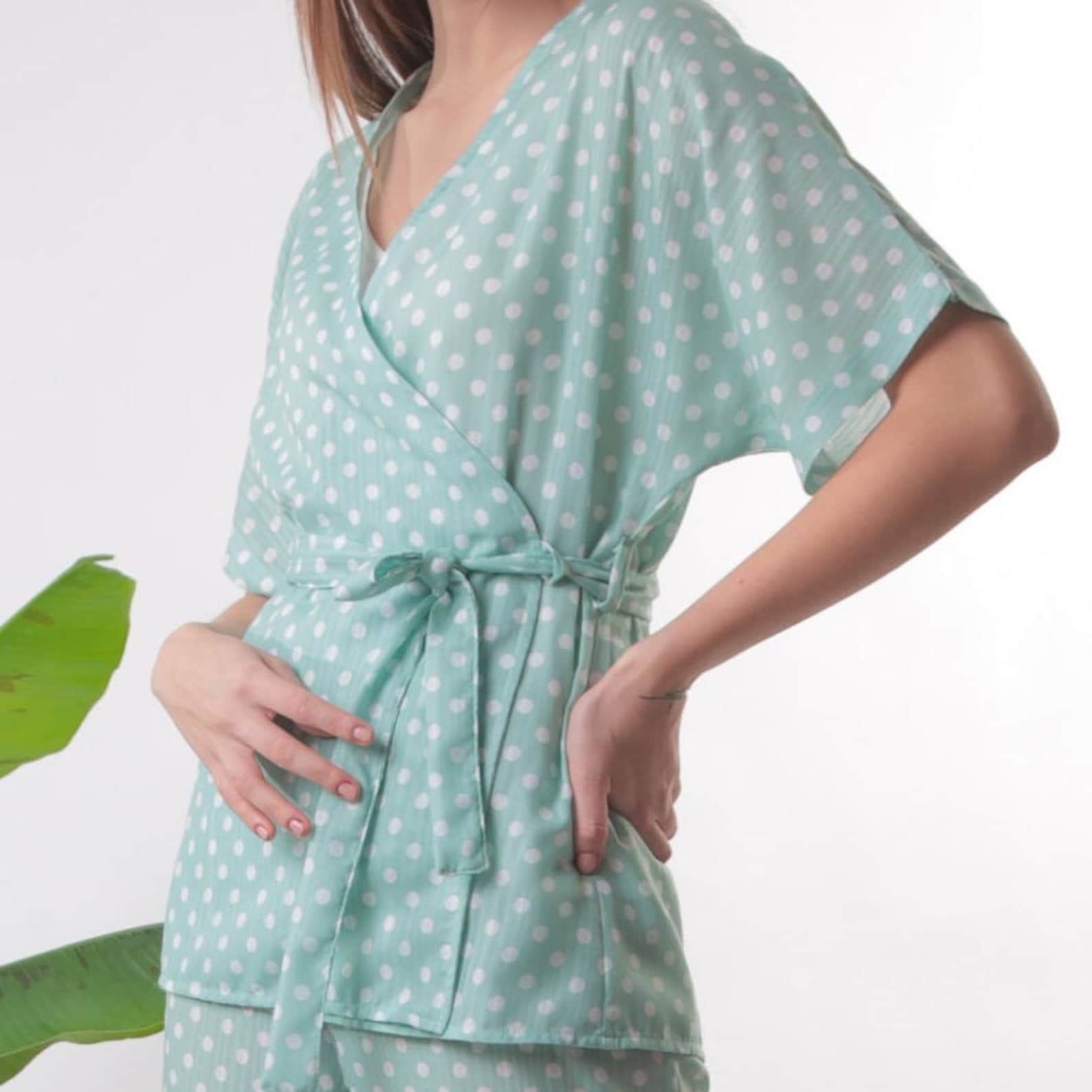 Preppy Pajamas Women Two Piece Lounge Set Soft Kimono Pjs - Etsy