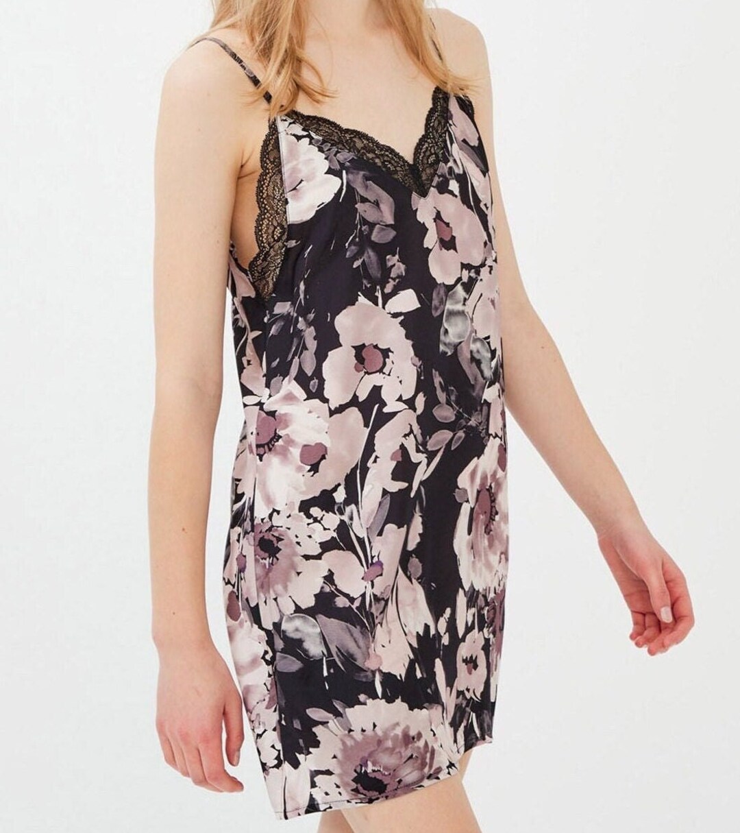 Floral Lace Bamboo Chemise, Elegant Viscose Nightgown - Etsy