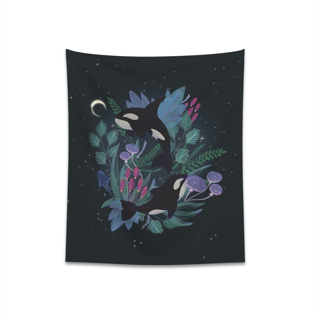 Orca Wall Art Stars Botanicals Mushrooms Printed Wall Tapestry - Etsy