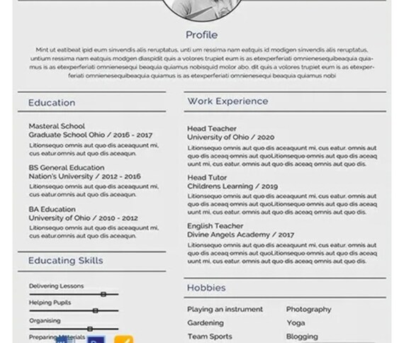 Resume for Language Teacher English Teacher Resume Template - Etsy