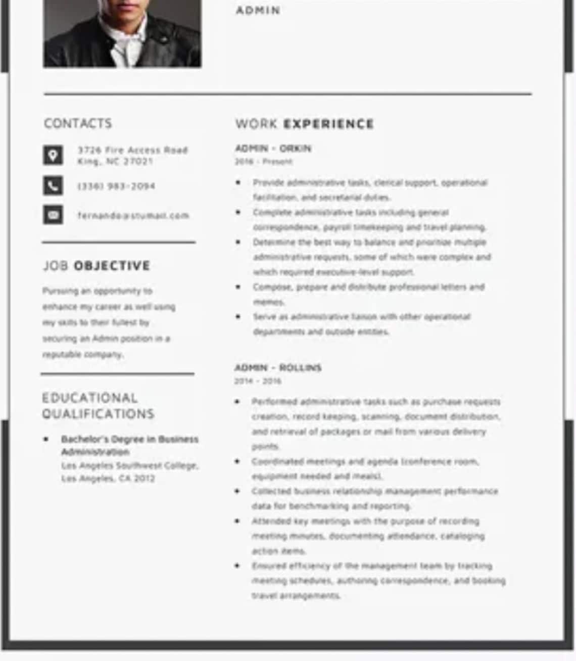 RESUME Administrative Role Editable Admin Resume Templates Digital ...