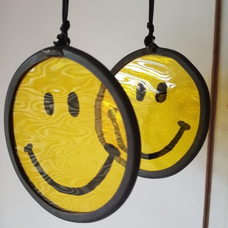 Classic Smiley Face Stained Glass and Painted - Etsy UK