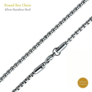 Stainless Steel Silver Round Box Chain Bracelet Necklace Men - Etsy
