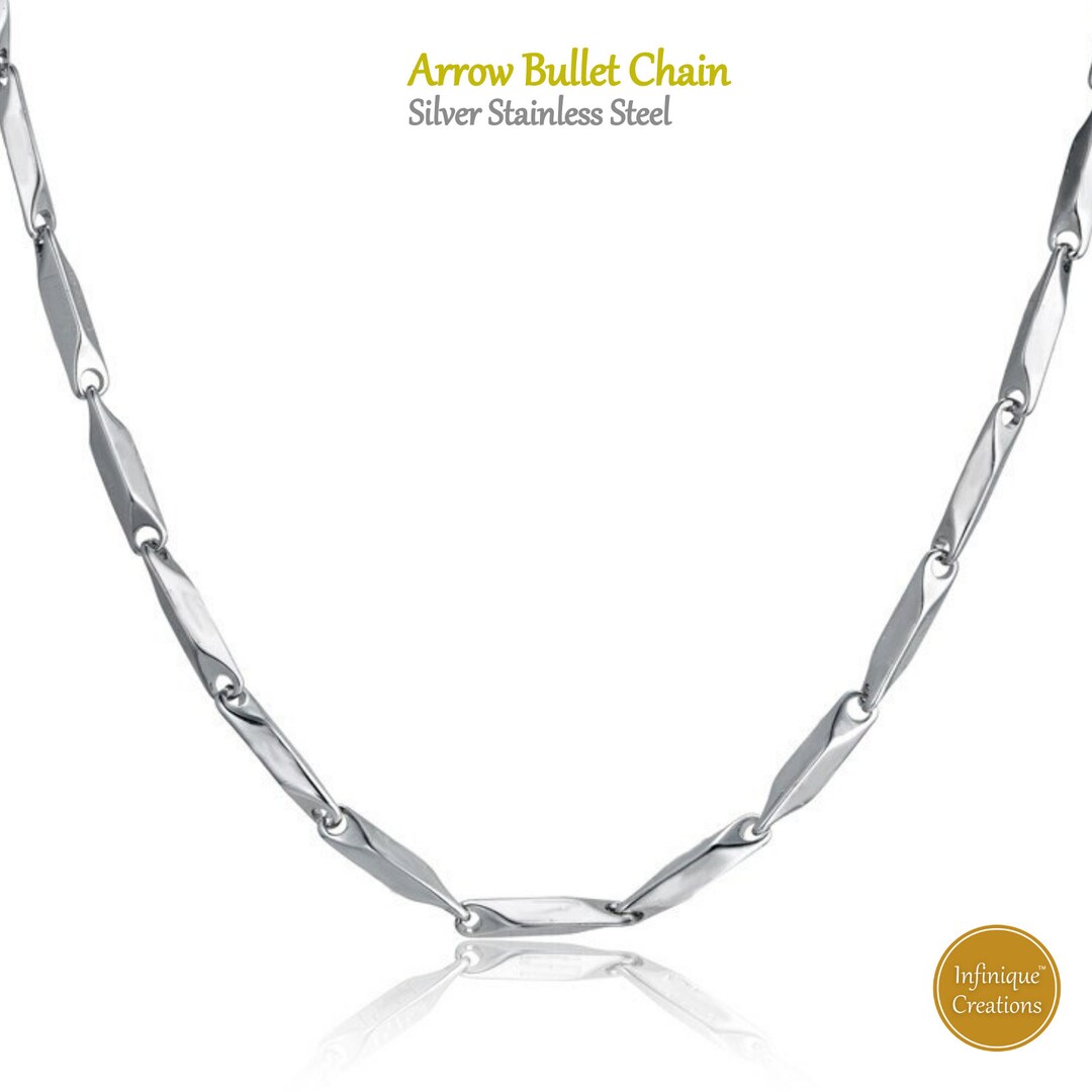 Stainless Steel Silver Arrow Bullet Chain Bracelet Necklace Men Women 7 ...