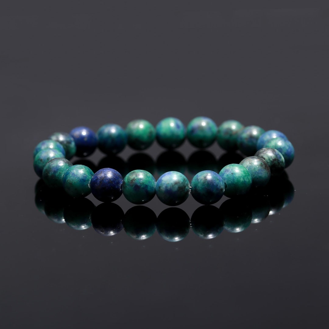 Azurite Bracelet Round 100 % Natural Healing Stretch Bracelet Natural ...